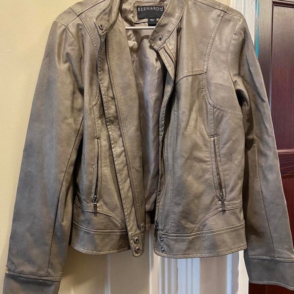 Bernardo | Jackets & Coats | Well Loved Light Gray Faux Leather Jacket ...